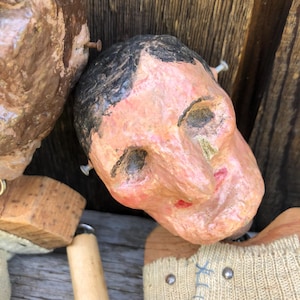 Antique Paper Mache and Jointed Wood Puppet Marionettes - Primitive ...