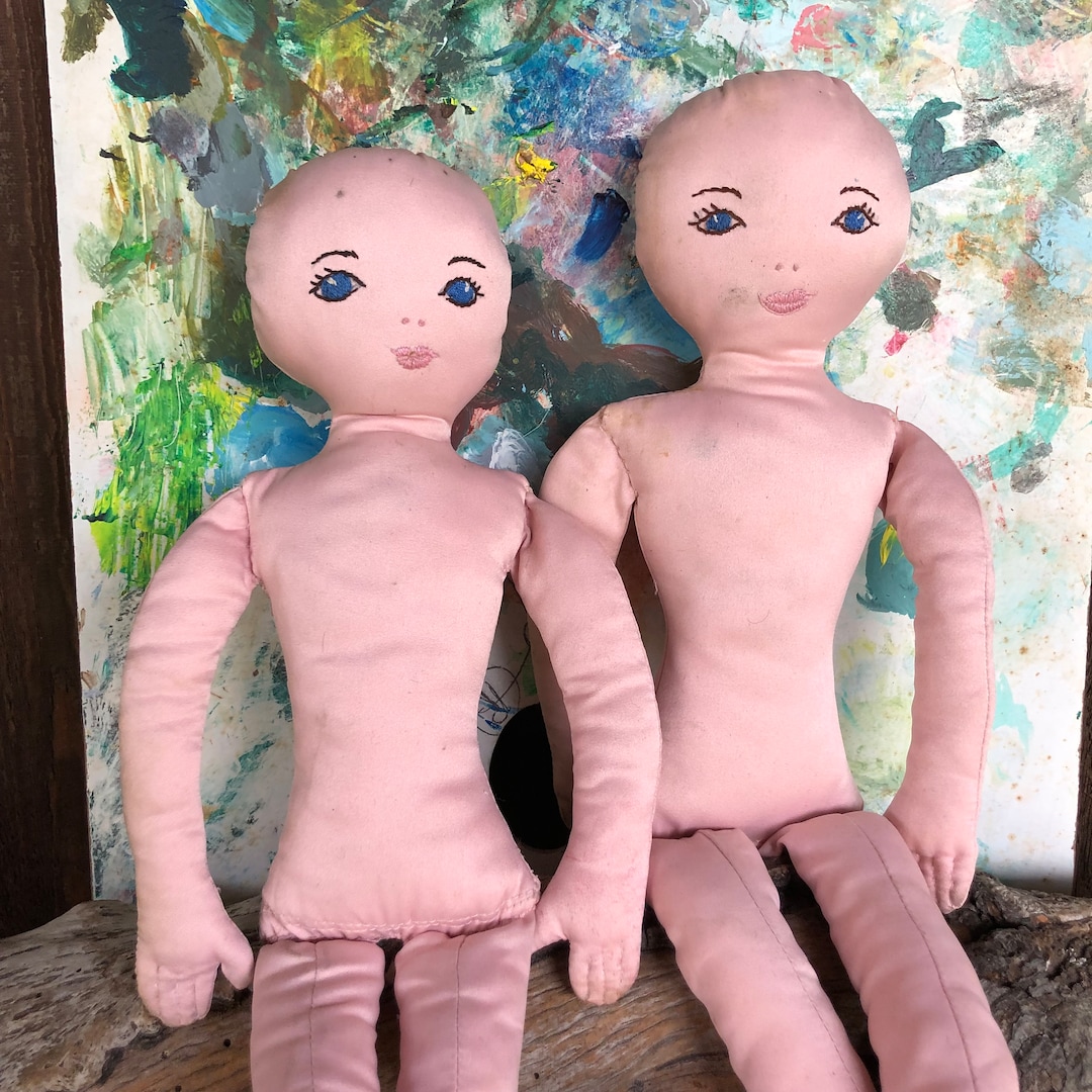 Pair of Vintage Soft Body Dolls Embroidered Faces - Etsy