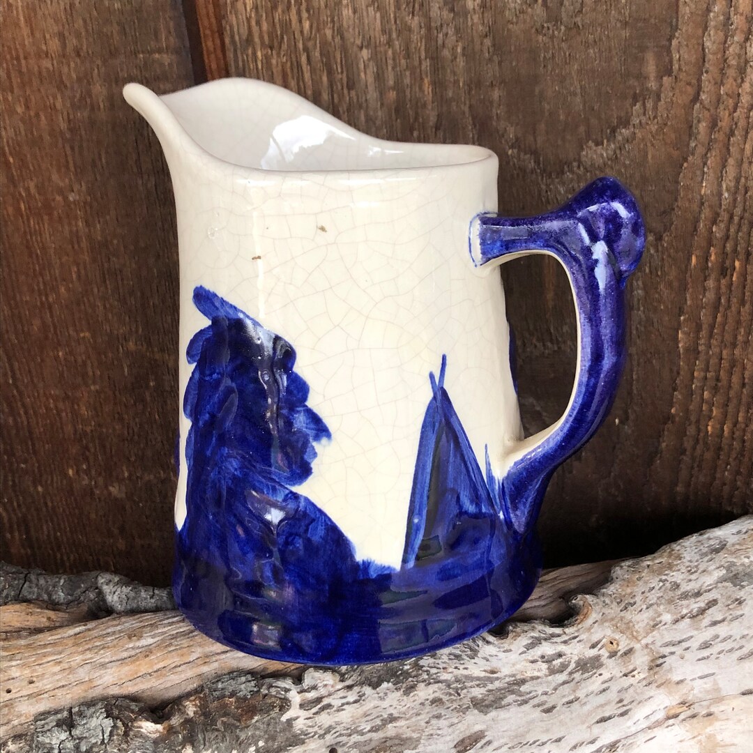 Old Sleepy Eye Blue and White Pottery Pottery Pitcher With - Etsy