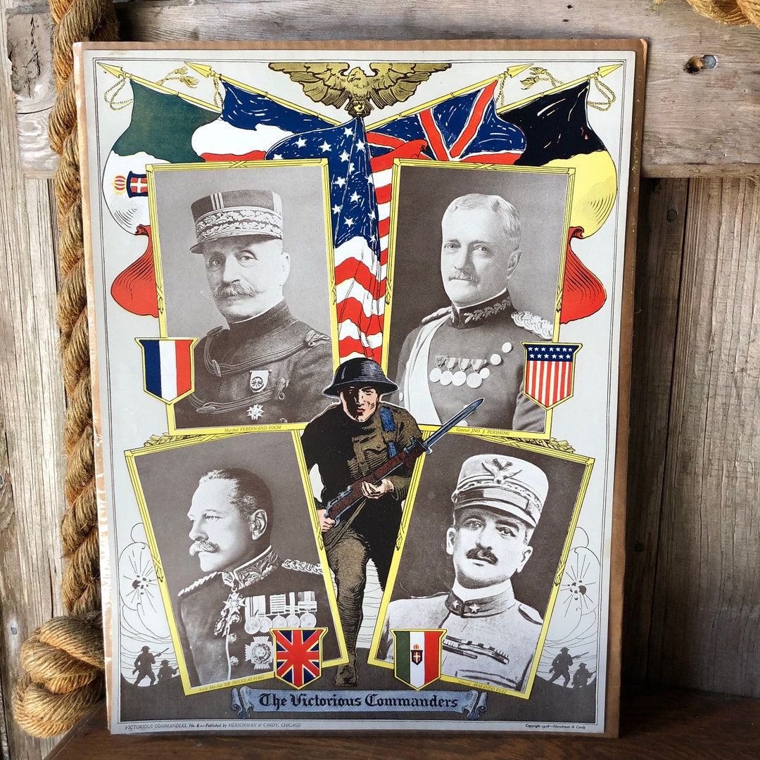The Victorious Commanders WW1 Poster by Herschman & Cards 1918 - Etsy