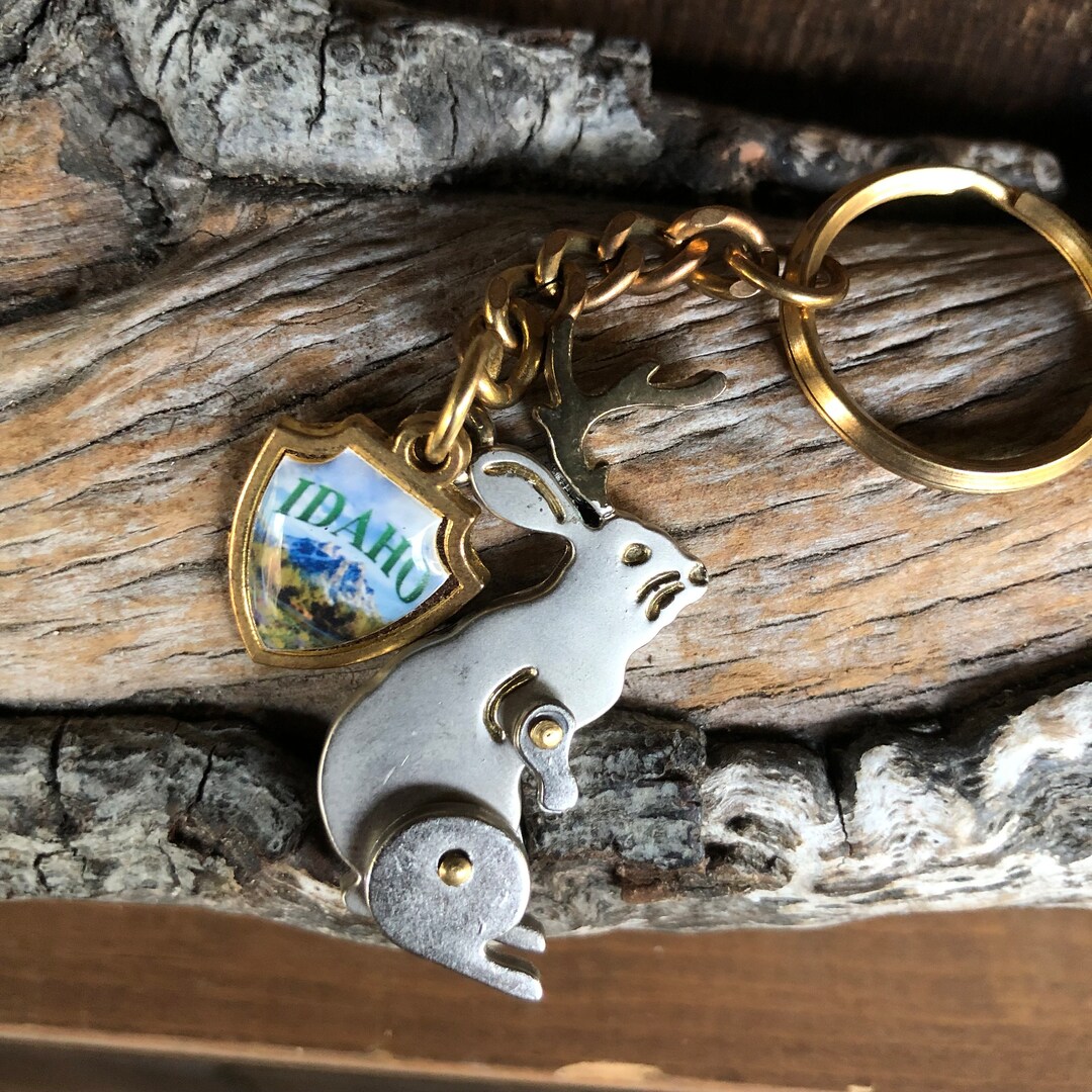 Idaho Charm With Articulated Jackalope Keychain - Etsy