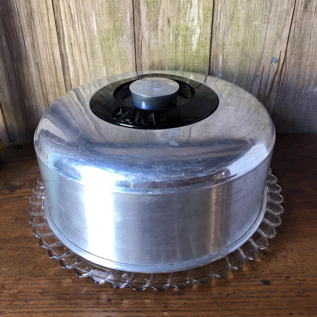 Kromex Aluminum Cake Cover With Glass Footed Cake Plate - Etsy