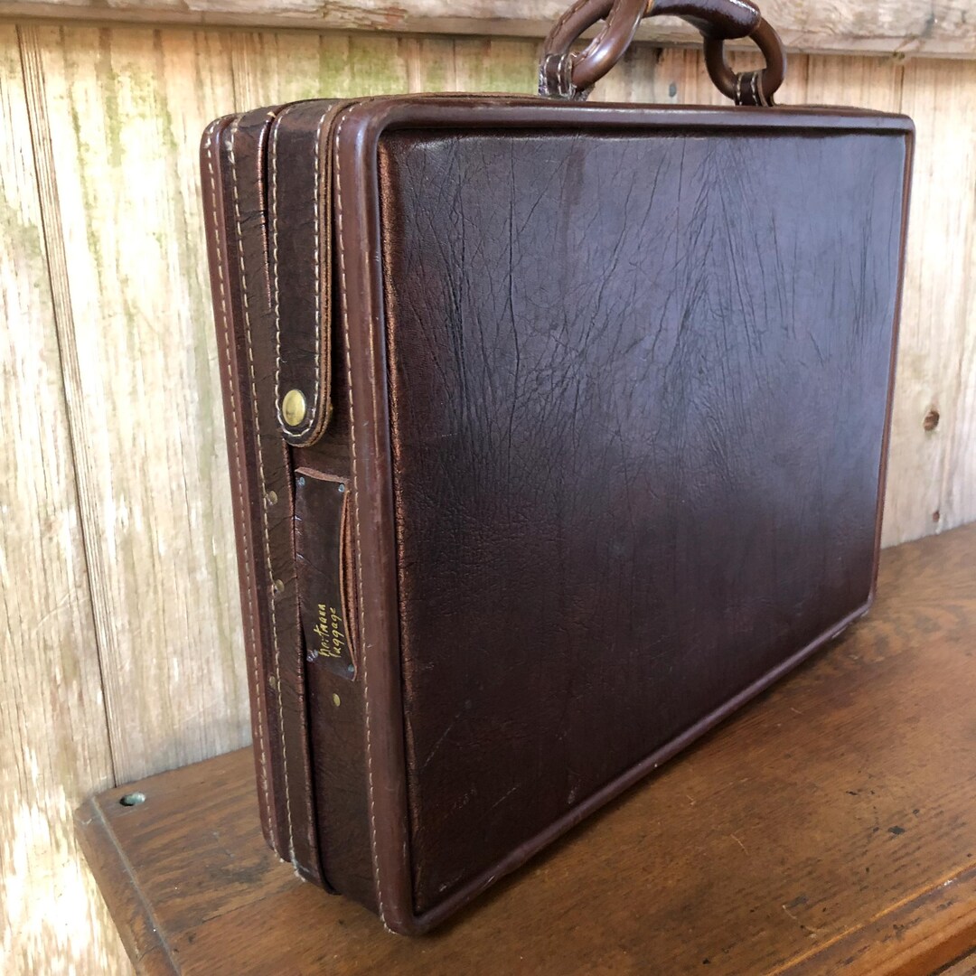 Vintage Leather Briefcase by Hartmann Luggage - Silk Pictorial Lining ...