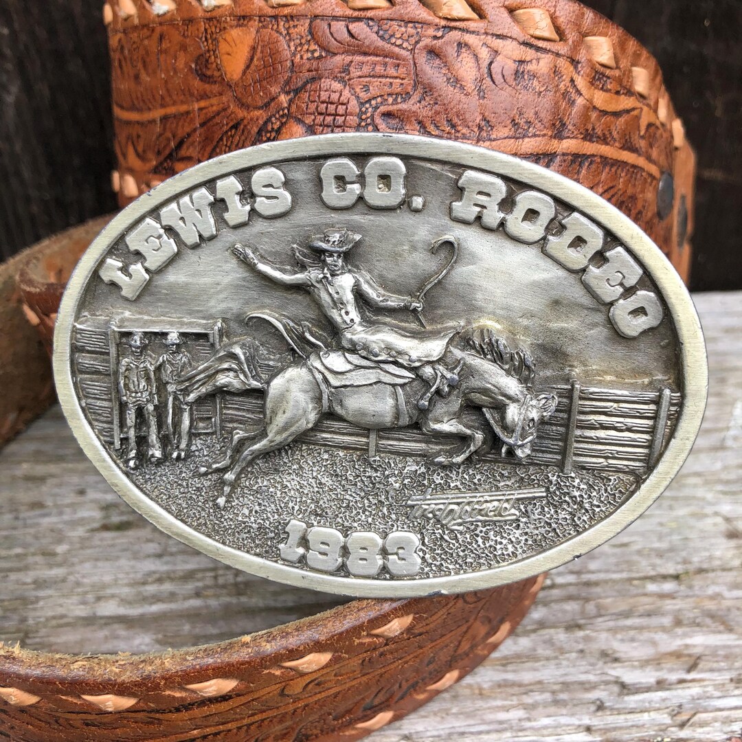 Lewis Co. Rodeo Belt Buckle Fred Oldfield 1982 Bronc Riding - Etsy