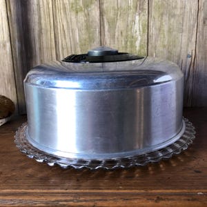 Kromex Aluminum Cake Cover With Glass Footed Cake Plate - Etsy