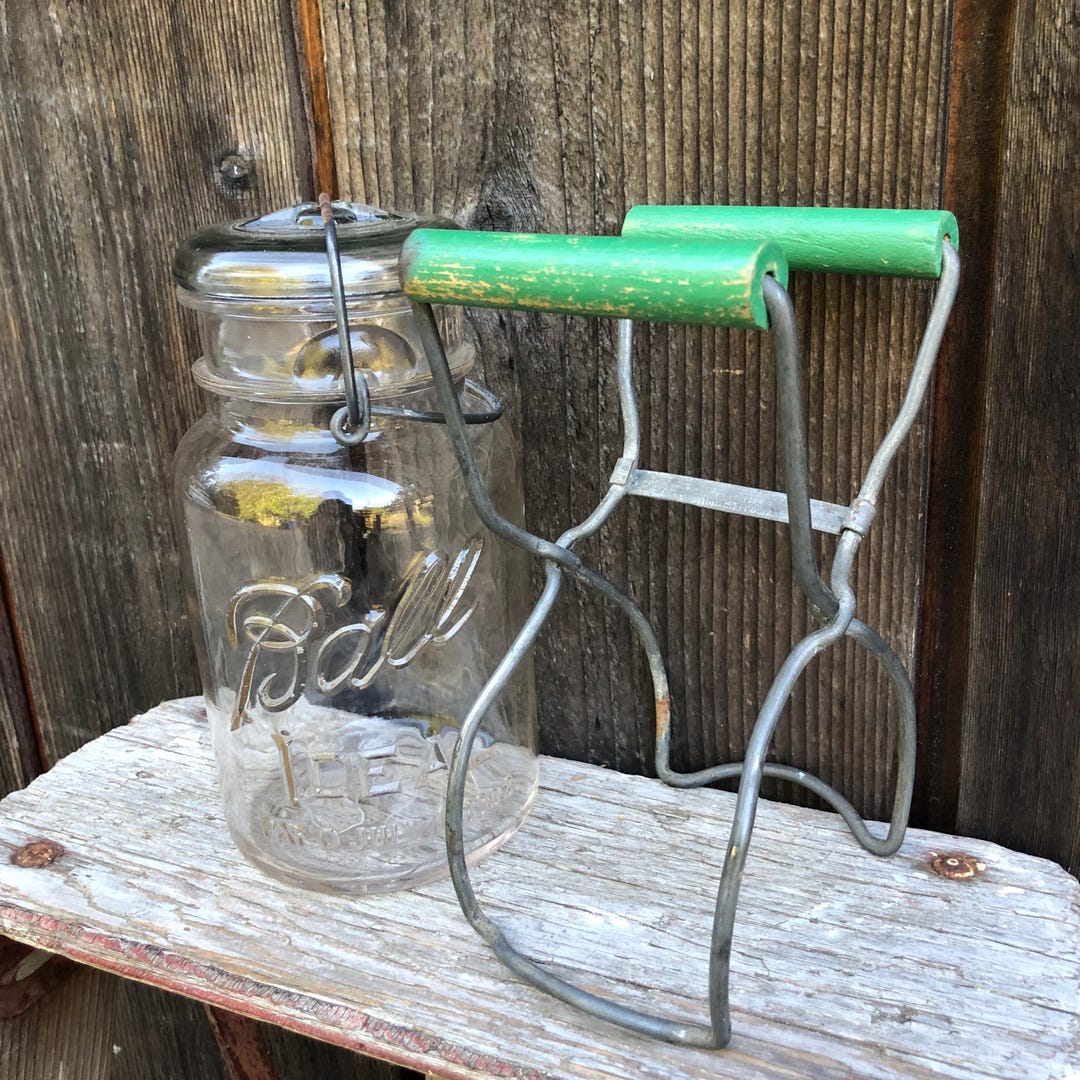 Ball Canning Jar With Wire Bail and Wood Handled yo-ho Jar Lifter - Etsy