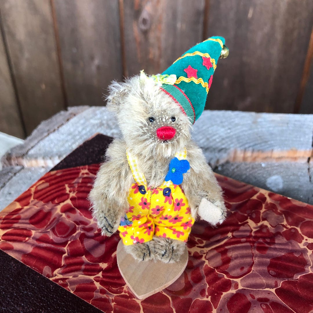 Deb Canham Mohair Jester/clown Bear With Overalls - Original Box - Etsy