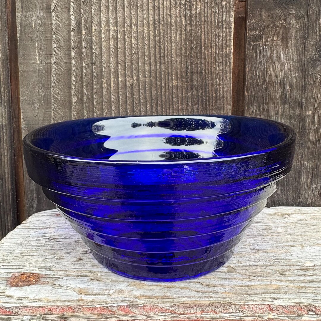 Vintage Cobalt Blue Blenko Bowl - Etsy