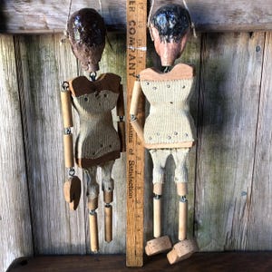 Antique Paper Mache and Jointed Wood Puppet Marionettes - Primitive ...