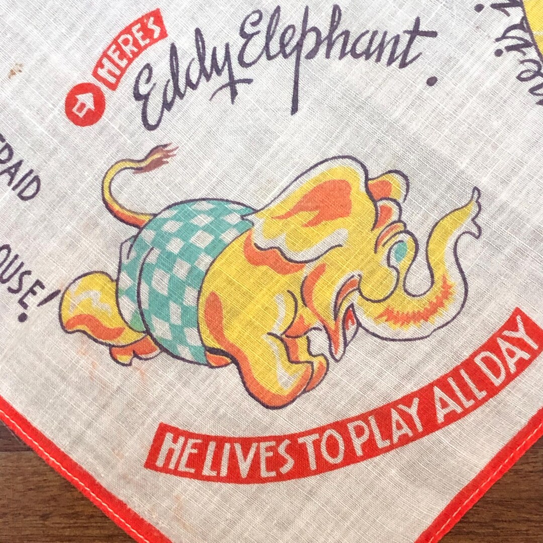 Vintage Children's Handkerchief Hanky Hankie Eddy Elephant - Etsy