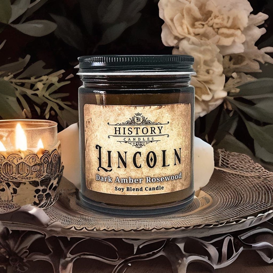 ABRAHAM LINCOLN Soy Candle | Amber Jar Candle | Civil War Candle ...