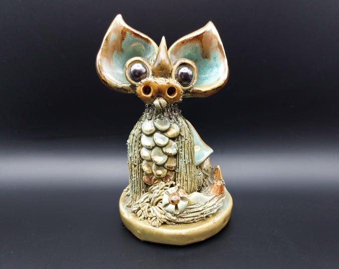 Yare Designs Pottery Dragon, Made in England, Green and Gold, Floral ...