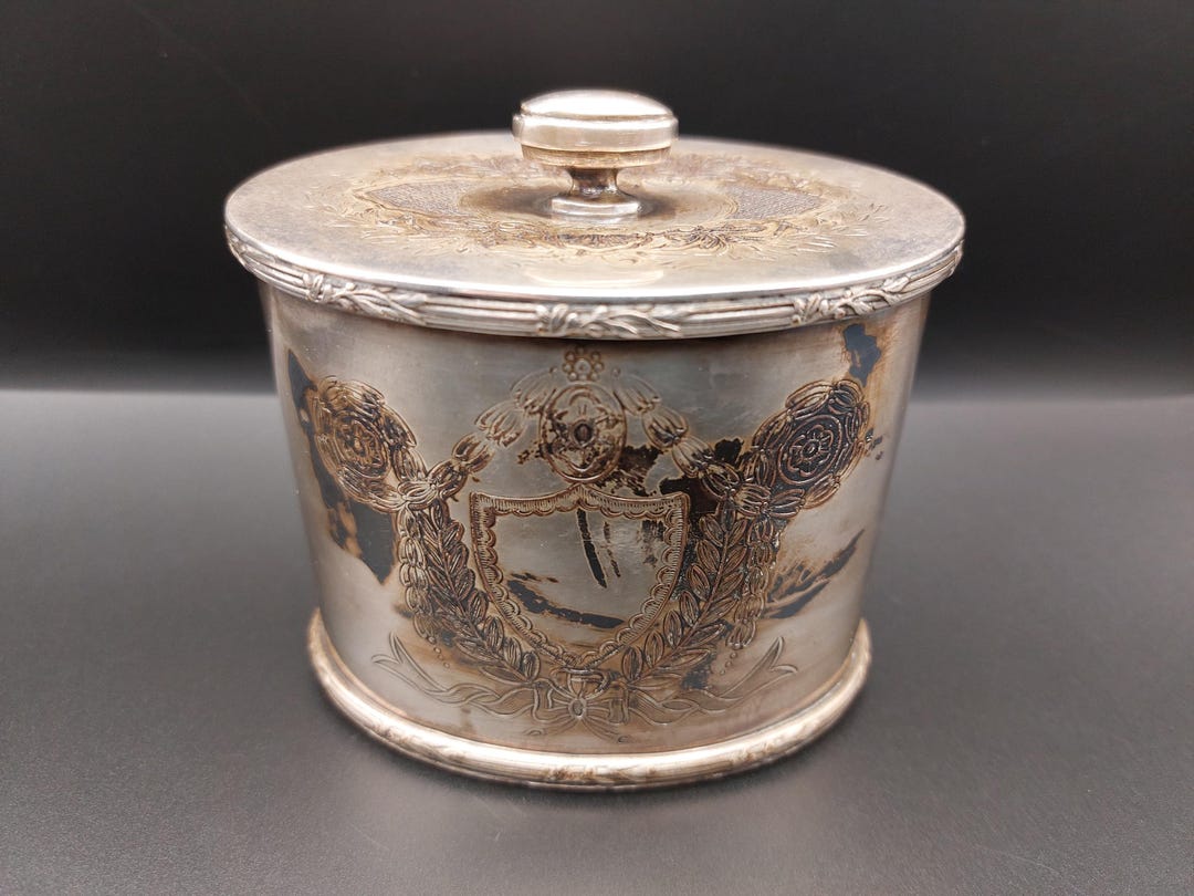 Birks Regency Plate Tea Caddy, Trinket Box, Etched Design and Hinged ...