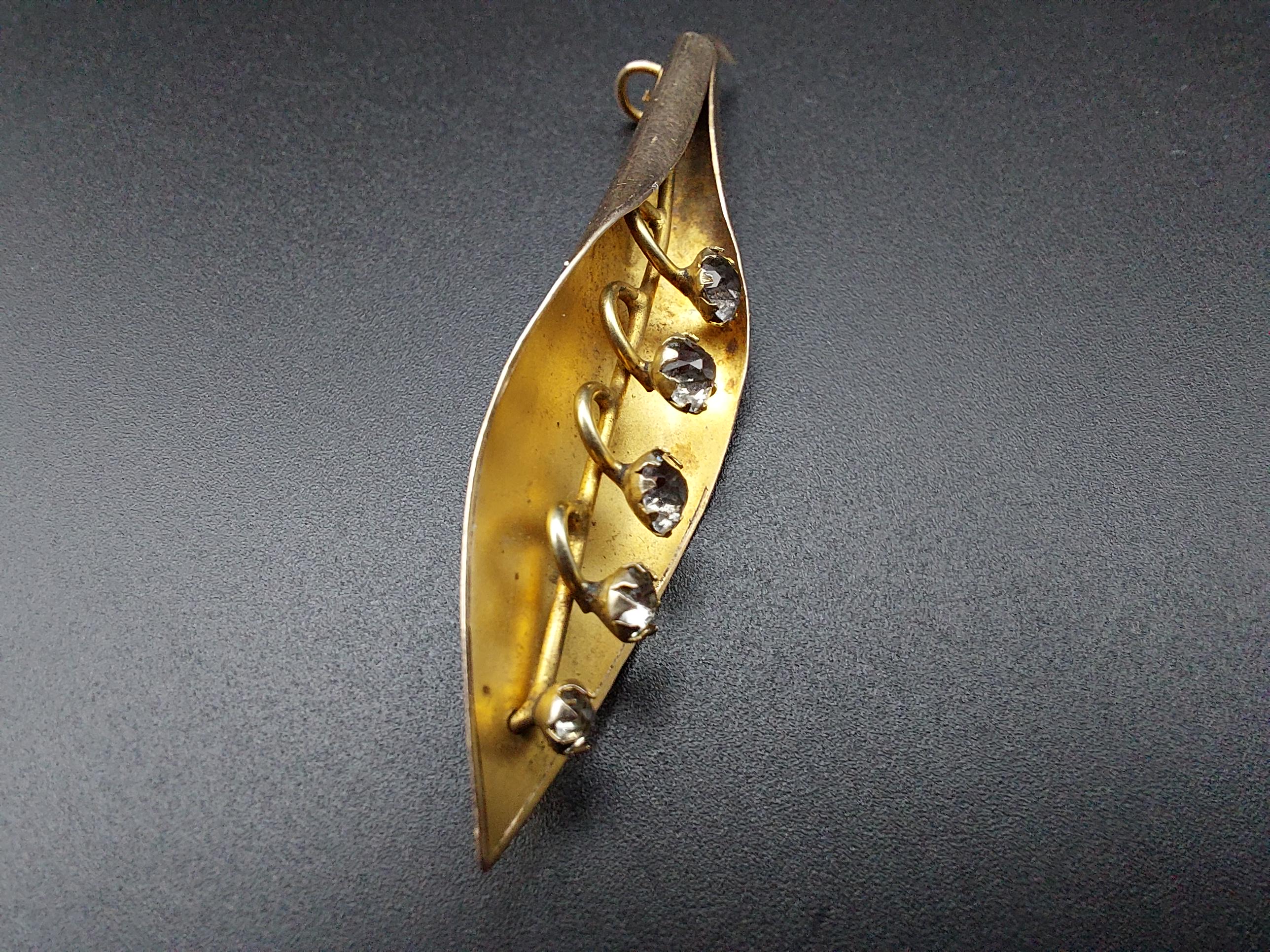 Antique 1896 9k Gold Brooch, Lily of the Valley With Paste Stones, by ...