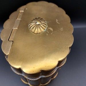 Regency Style Brass Box, Ribbed Design, Scalloped Edges, Hinged Lid - Etsy