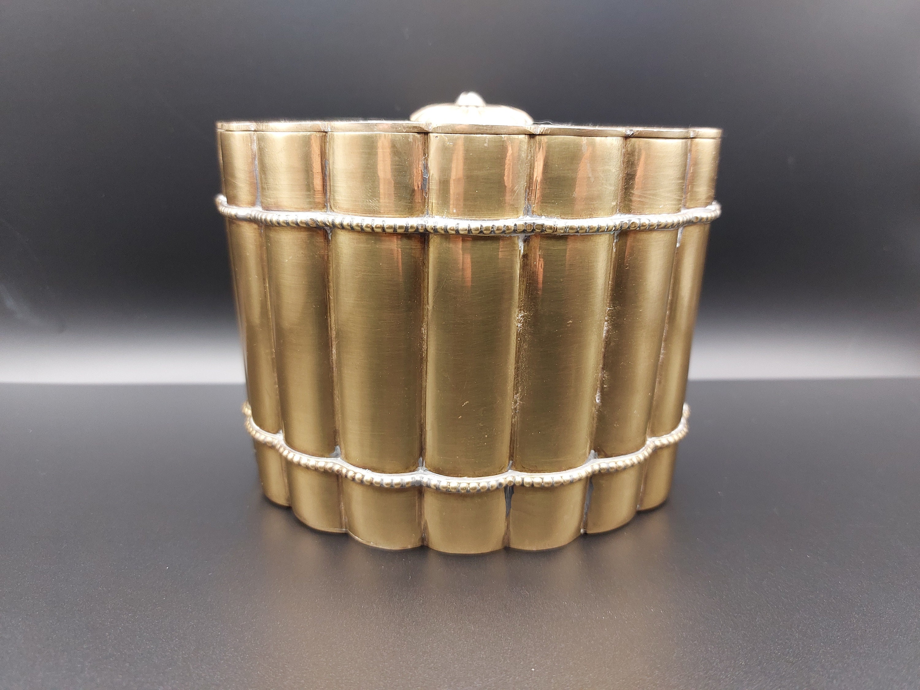 Regency Style Brass Box, Ribbed Design, Scalloped Edges, Hinged Lid - Etsy