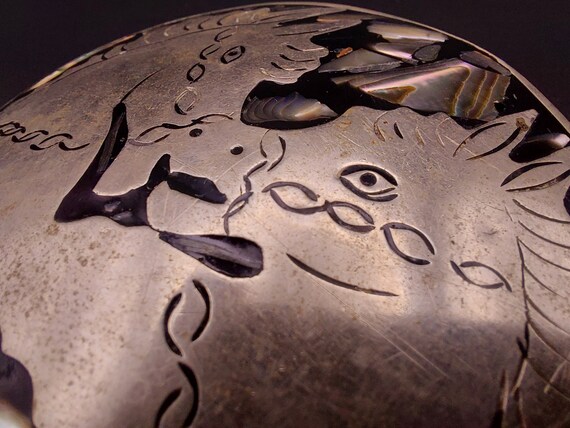 Large Mexican Alpaca belt buckle, horse motif with ab… - Gem