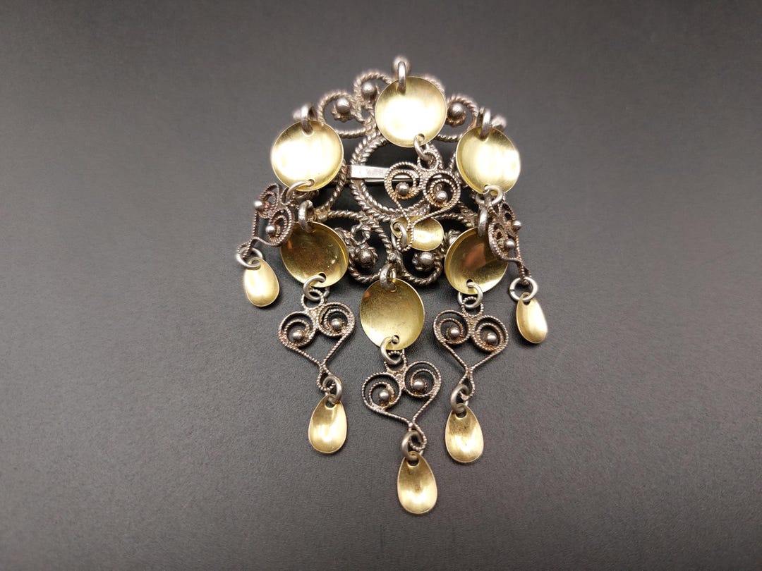 Norwegian Solje Brooch, Sterling Silver Filigree With Gilt Details ...
