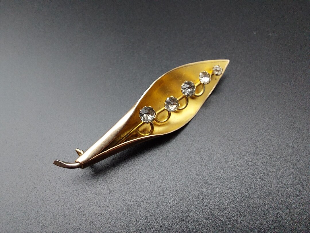 Antique 1896 9k Gold Brooch, Lily of the Valley With Paste Stones, by ...