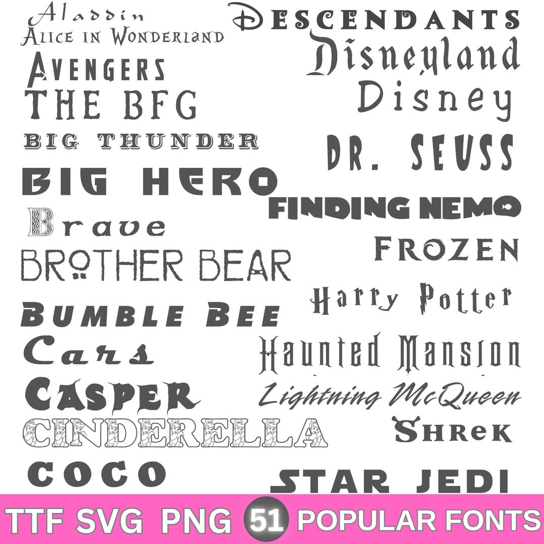 51 Fonts Bundle Perfect for Cricut, Canva, and Fandom Projects - Etsy