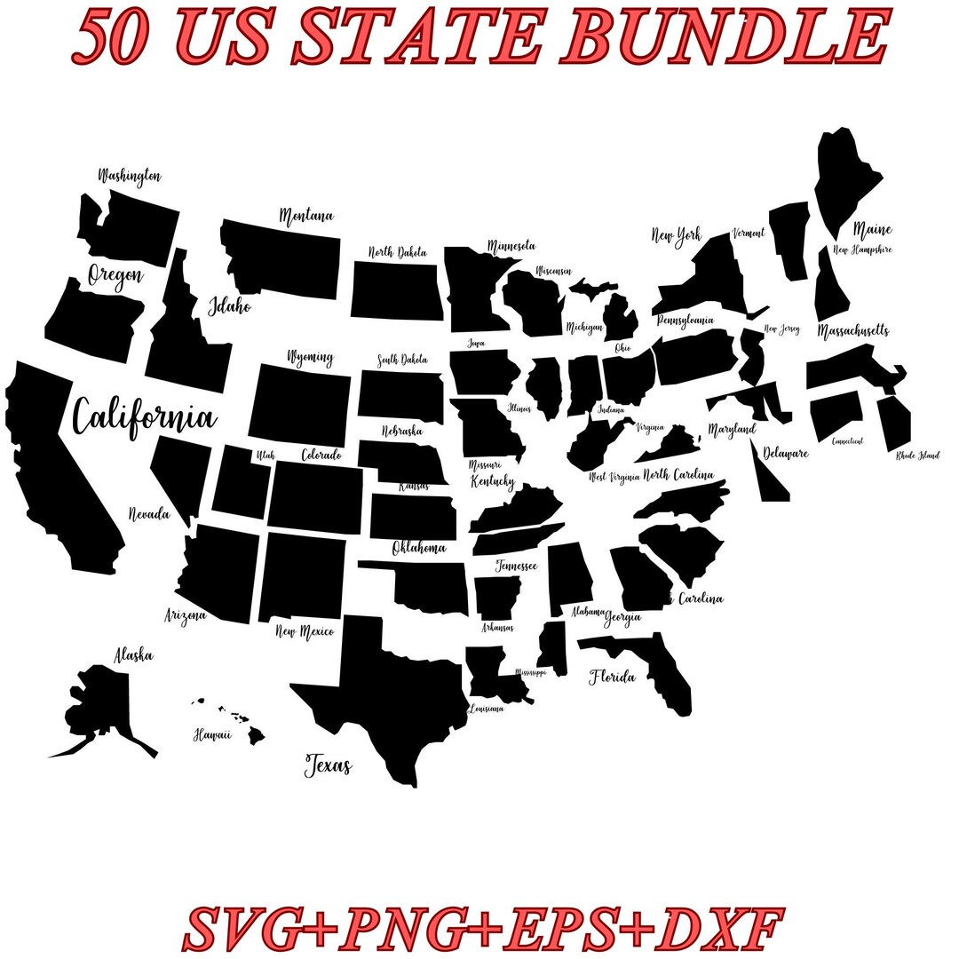 USA States SVG Bundle / 50 States SVG Bundle / Cut Files / Cricut ...