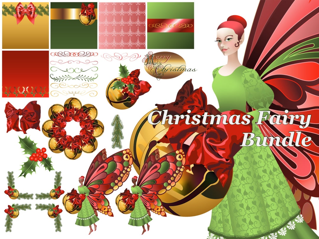 Christmas Fairy Clipart Bundle of 25 Images Including Fairy Stickers in ...
