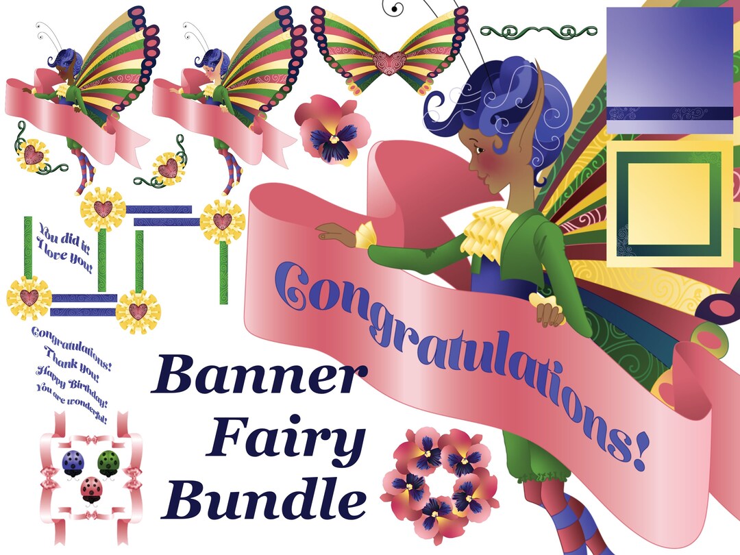 Banner Fairy Clipart Bundle With Ribbon Banner Clipart, Banner Clipart ...