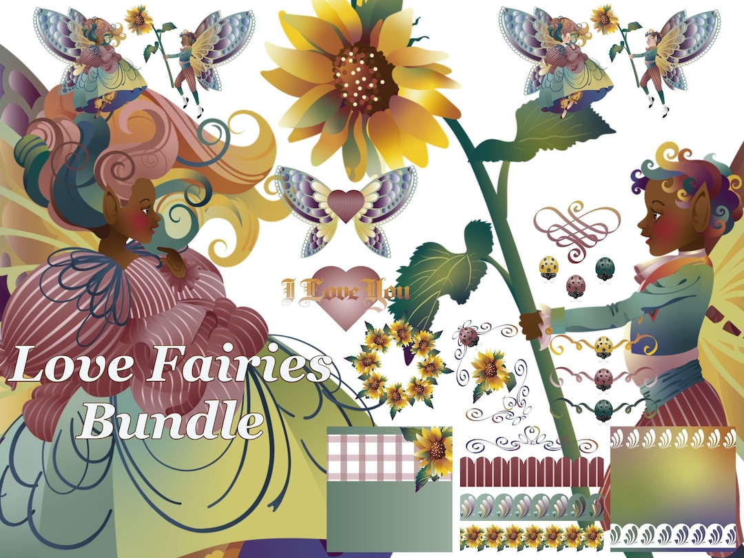 Love Fairies Clipart Bundle of 25 Images, With Design Elements ...