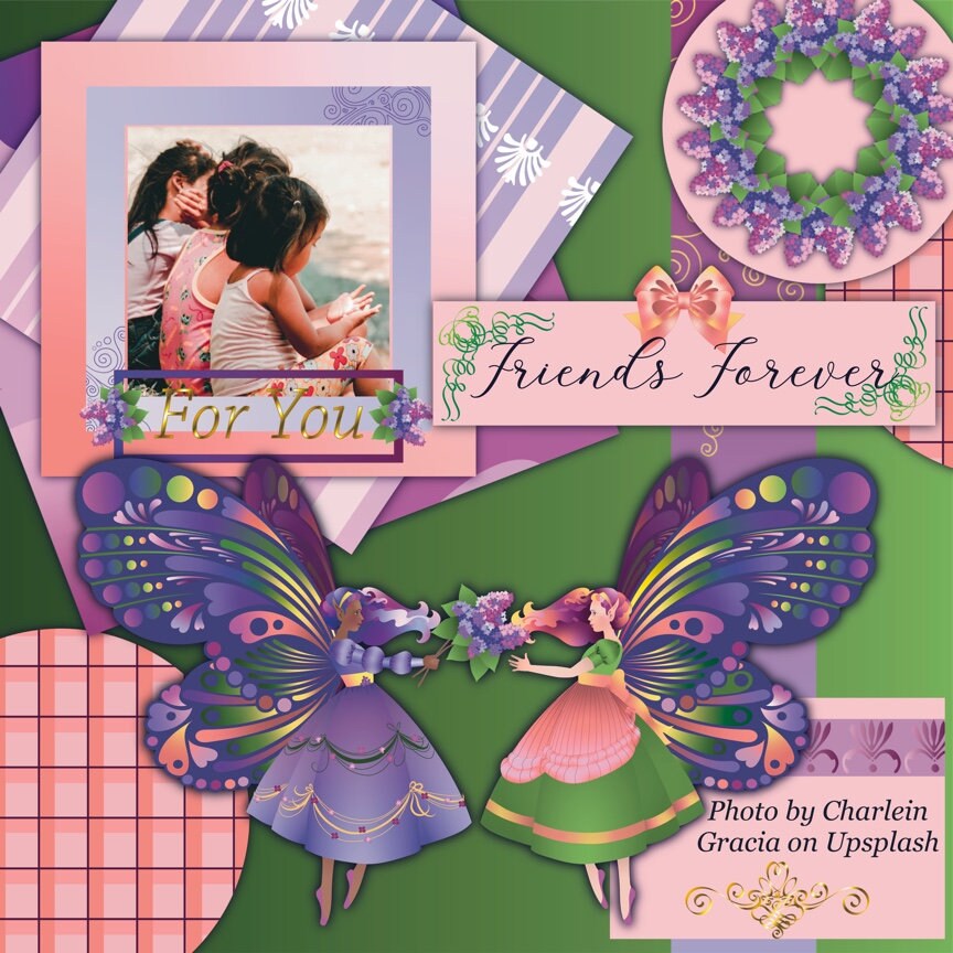 5 Scrapbook Layouts With Design Elements Including 12x12 Digital Paper ...