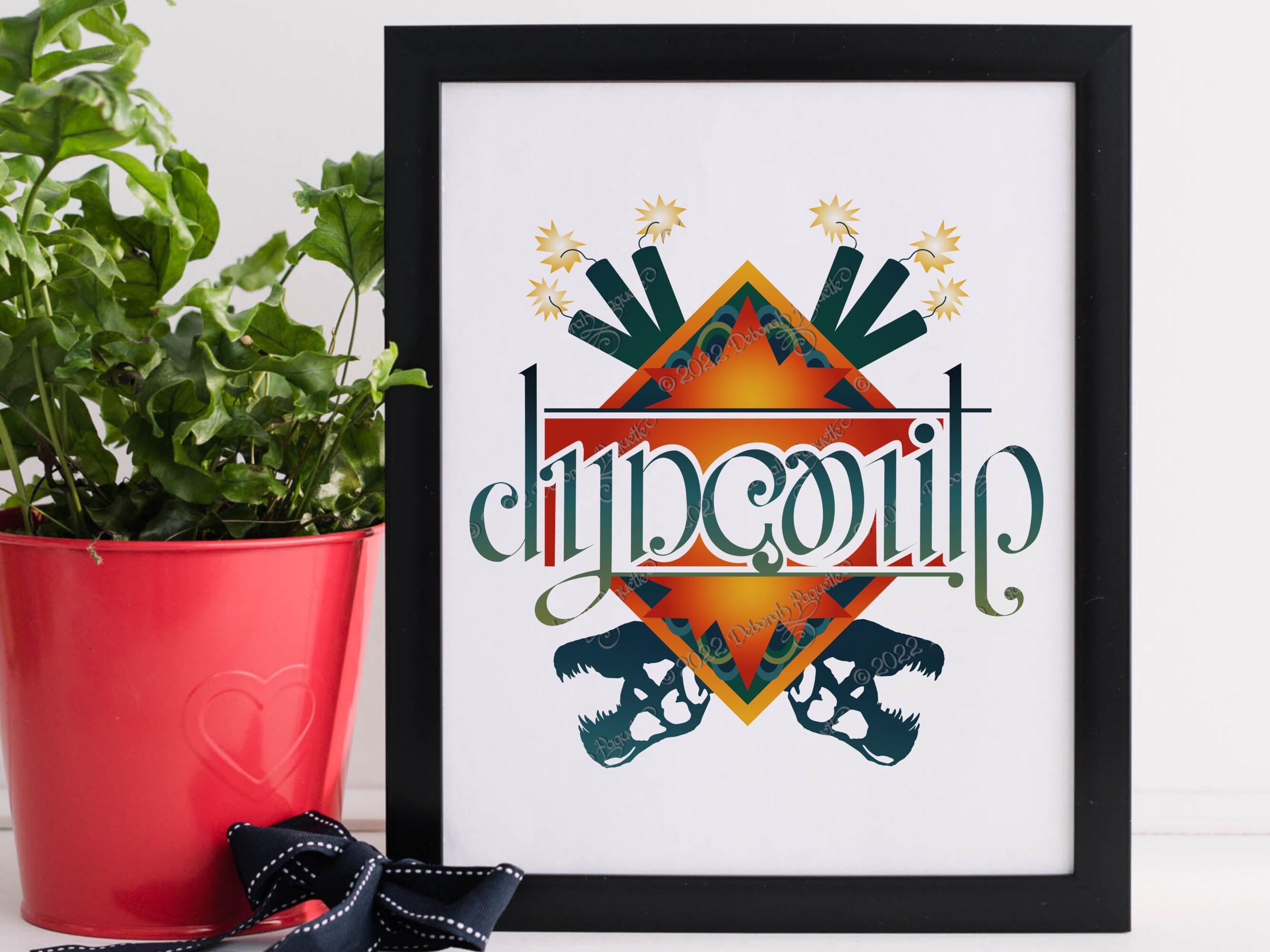 Dynamite Dinosaur Clipart Ambigram, Funky Wall Art, Dinosaur Skeleton ...
