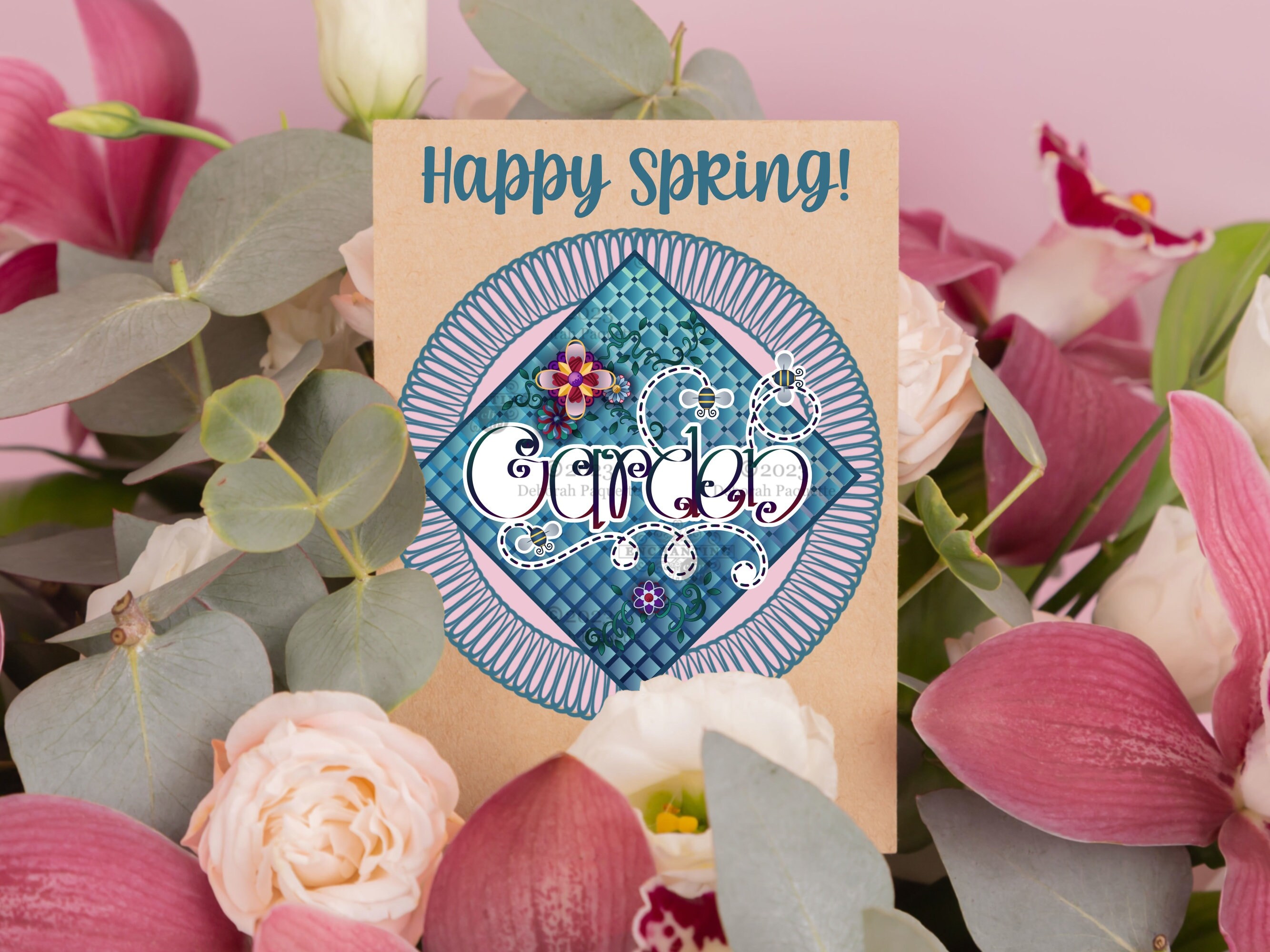 Garden Gazebo Ambigram: Funky Wall Art Calligraphy With Word Clipart, Spring Flowers Clipart ...