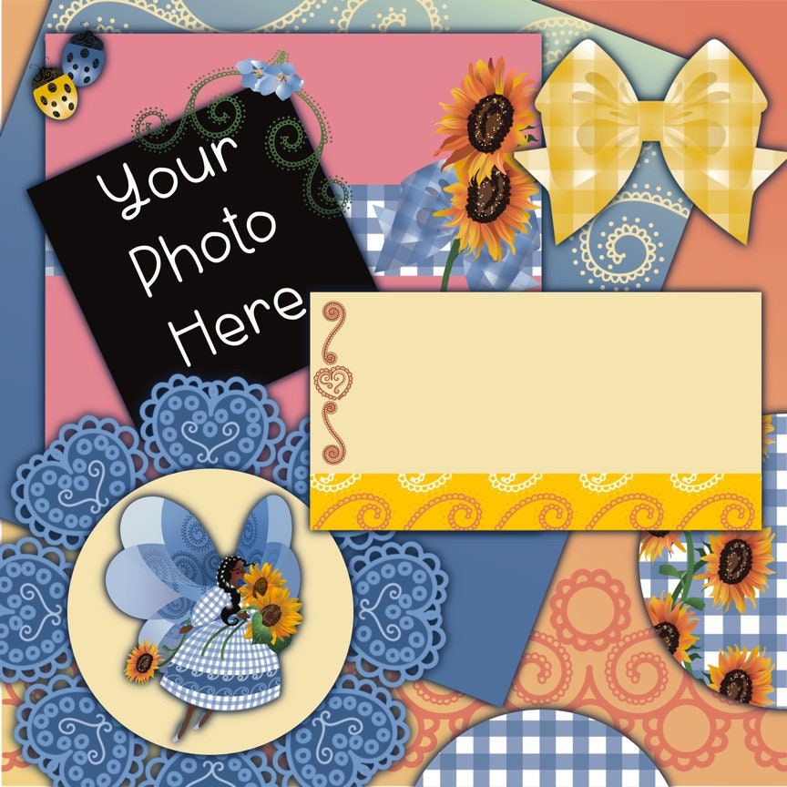 5 Scrapbook Layouts With Design Elements Including 12x12 Digital Paper ...