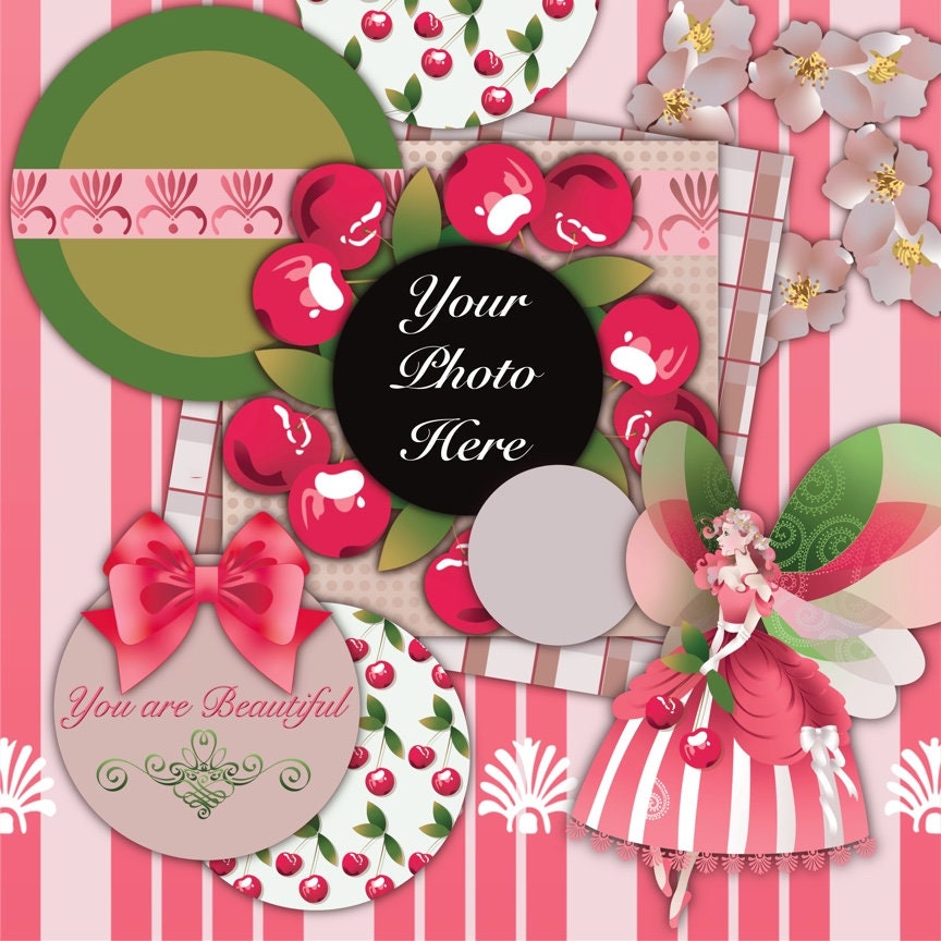 5 Scrapbook Layouts With Design Elements Including 12x12 Digital Paper ...