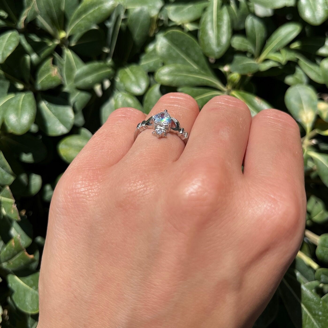 Two Piece Claddagh Heart 0.74CT Bridal Ring Engagement Wedding - Etsy