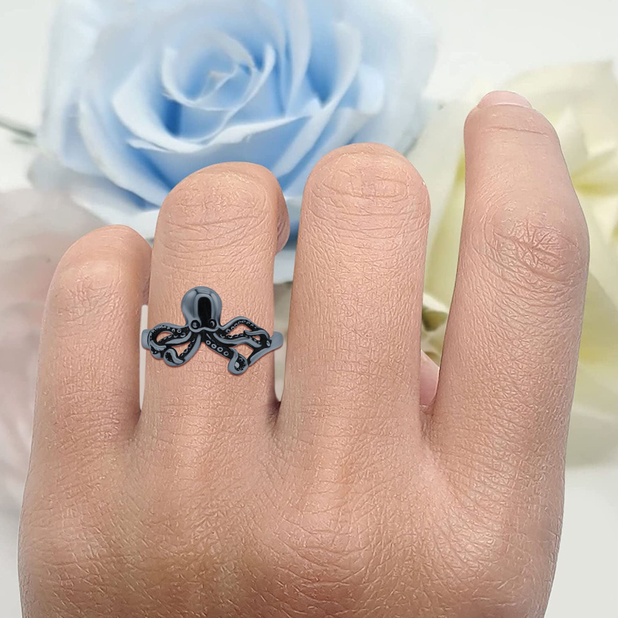 11.7mm Filigree Swirl Petite Dainty Octopus Band Ring 925 Sterling ...