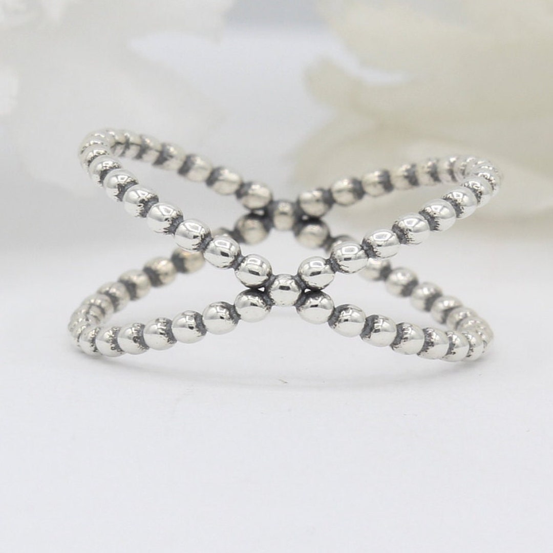 12mm Petite Dainty Filigree X Weave Criss Cross Band Ring 925 Sterling ...