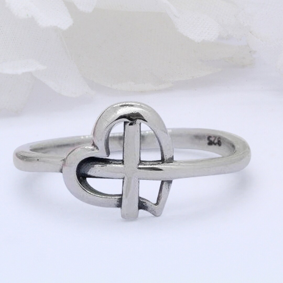10mm Filigree Swirl Heart Cross Ring New Design Celtic Thumb Ring Band ...