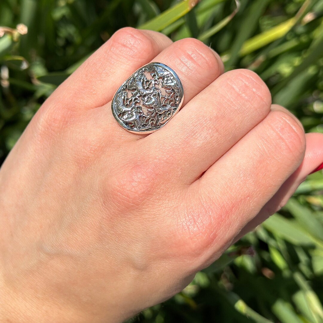 23.6 Mm Horses Band Ring Trendy Band New Design Solid Statement Band ...