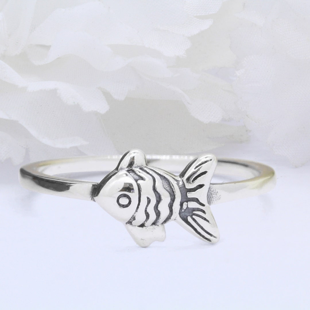 7.5mm Filigree Swirl Petite Dainty Fish Band Ring 925 Sterling Silver ...