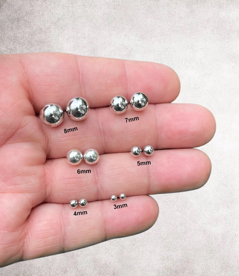 14k Solid Gold Full Ball 3mm 4mm 5mm 6mm 7mm 8mm Full Ball | Etsy