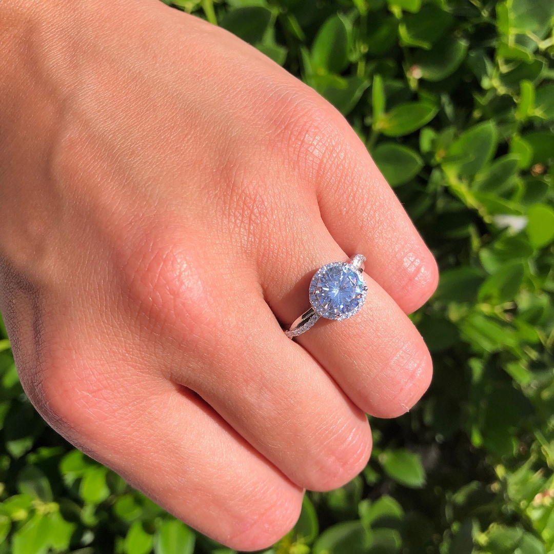 Halo Infinity Shank Bridal Ring Engagement Wedding Band Ring Solid ...