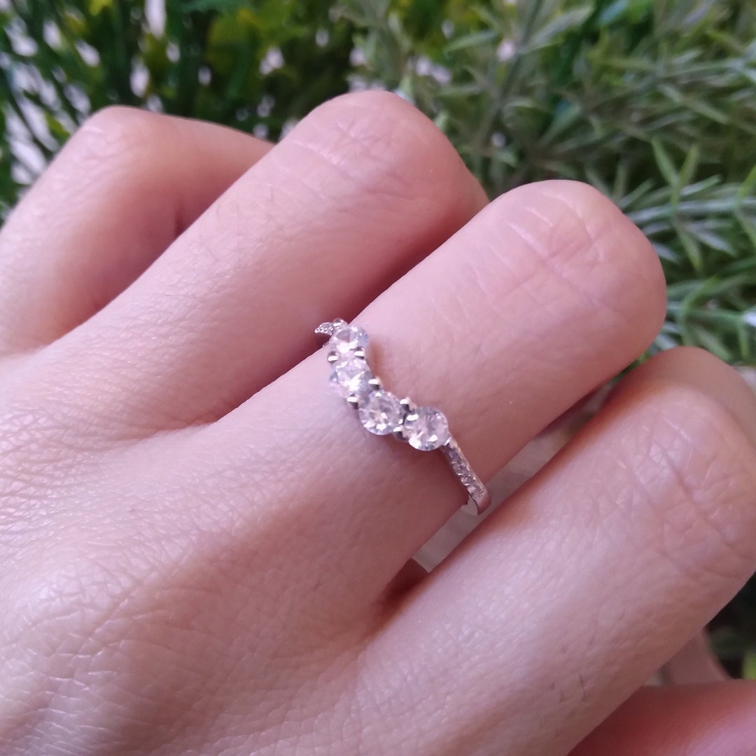 5mm Curved Eternity Ring Engagement Wedding Band Trendy Design Solid ...