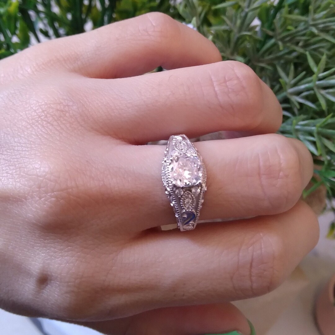 10mm Vintage Design Solitaire Ring Engagement Wedding Band Trendy ...