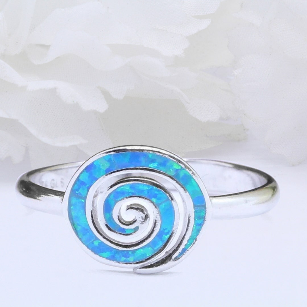 Filigree Swirl Lab Opal Ring, Oxidized 925 Sterling Silver - Etsy