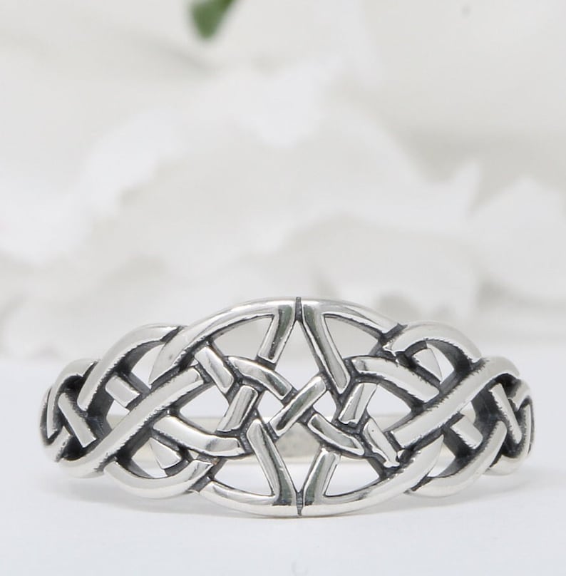 8.4 Mm Celtic Ring Trendy Band Thumb New Design Solid Band 925 Sterling ...