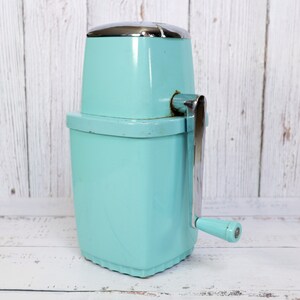 Vintage Aqua Blue Ice Crusher by Swing-a-way Hand Crank Metal Chrome ...