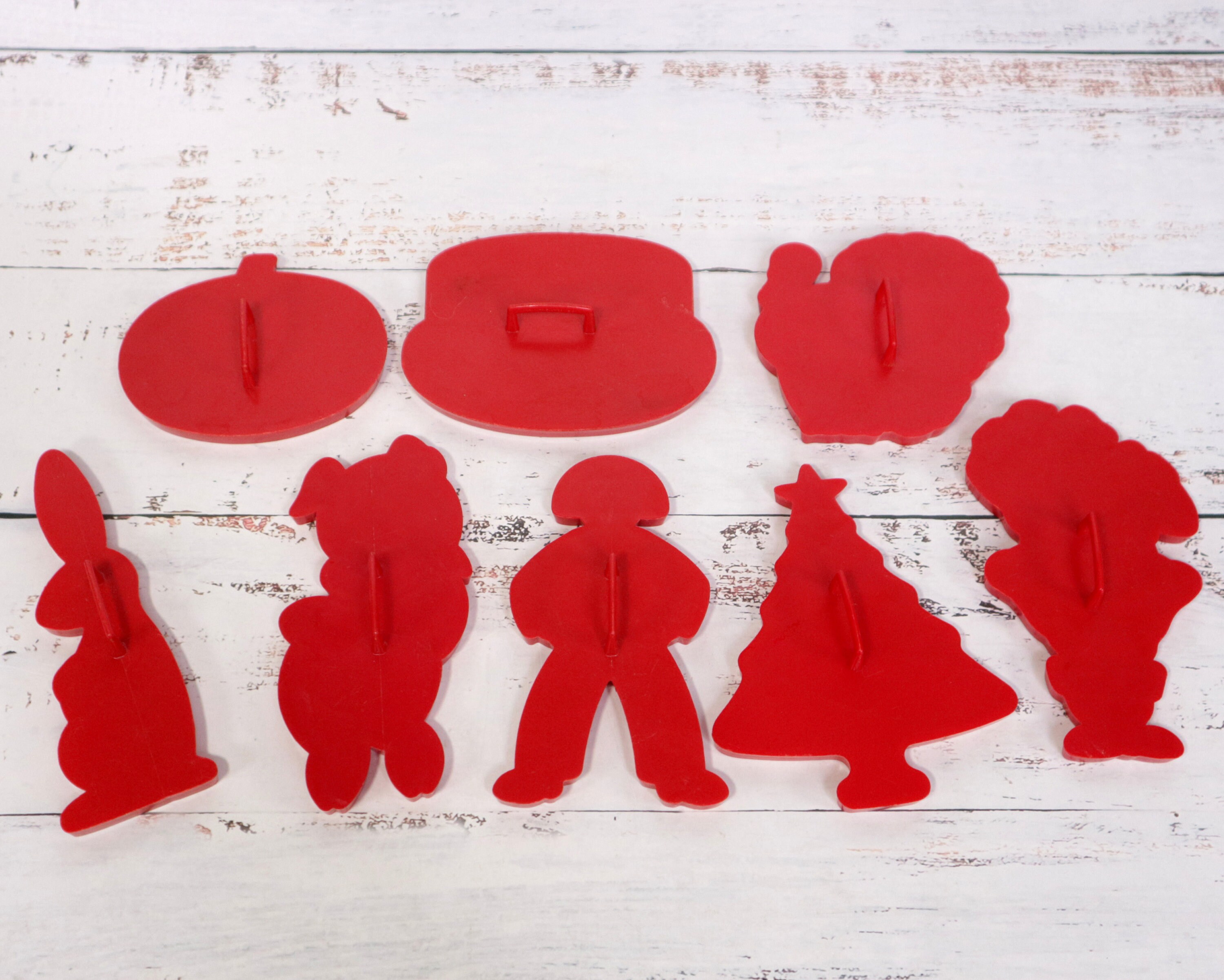 Complete Set 1970's Tupperware Cookie Cutter Cutters 8-pc Large Red ...