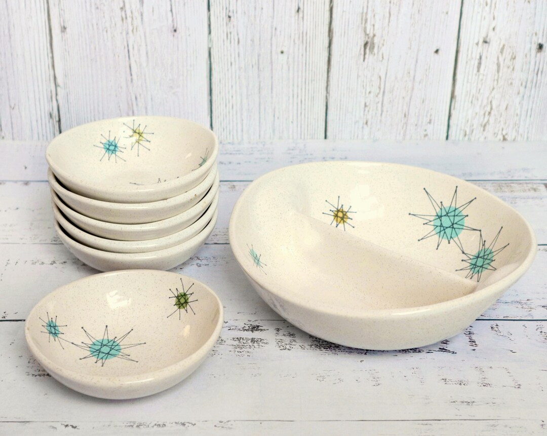 1950s Franciscan Atomic Starburst Dishware Set | 6 Small Bowls + Round ...