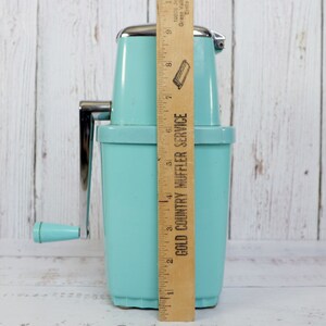 Vintage Aqua Blue Ice Crusher by Swing-a-way Hand Crank Metal Chrome ...
