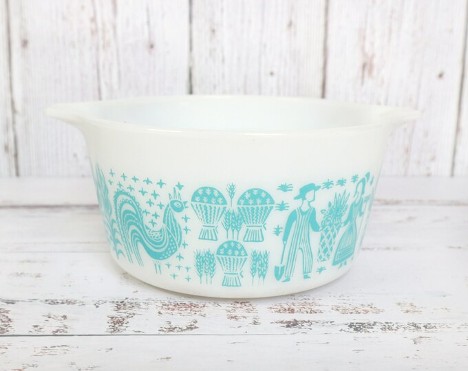 Vintage Pyrex Amish Butterprint Casserole Dish 1-qt #473 Aqua Blue ...